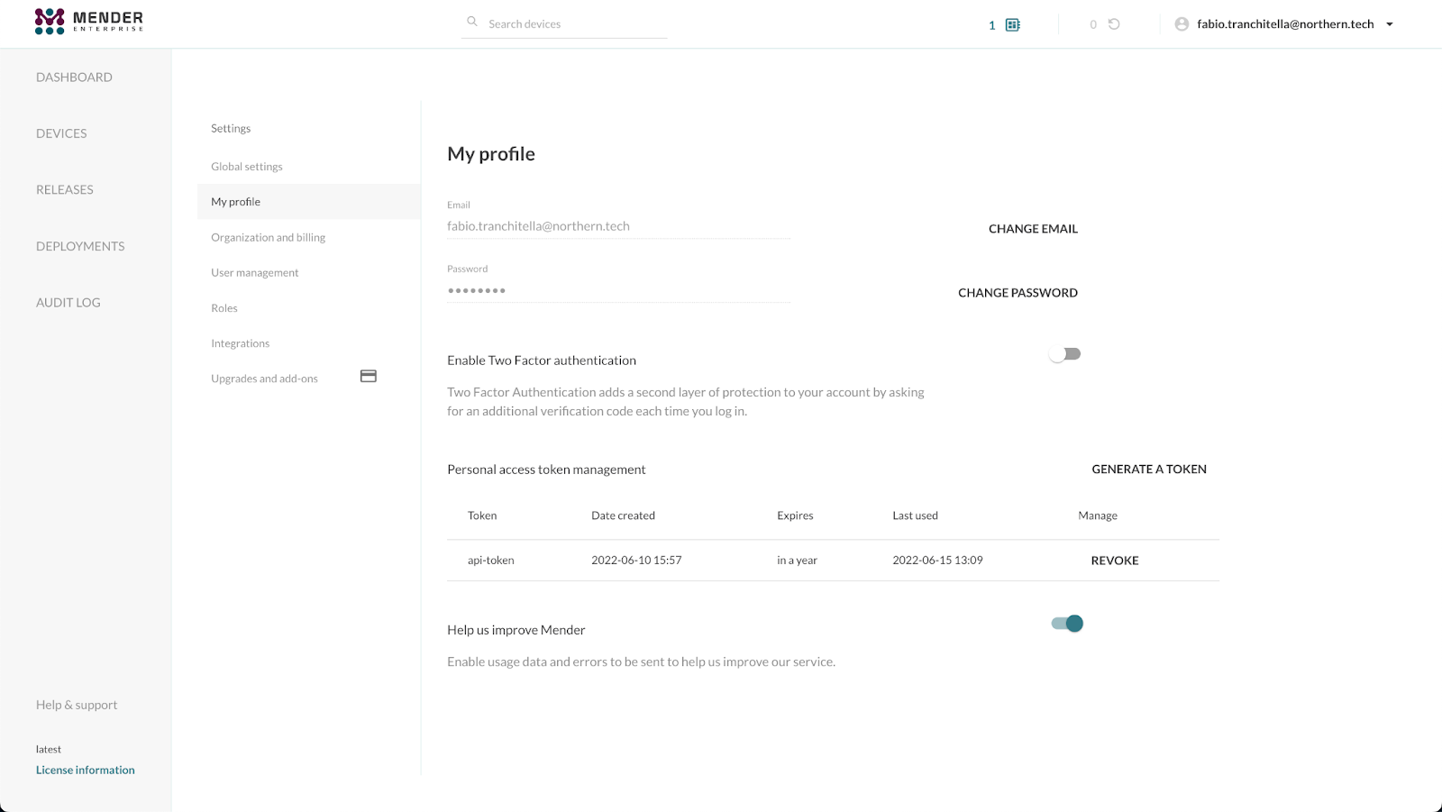 Personal Access Tokens simplify the API-based integration with Hosted Mender | Mender